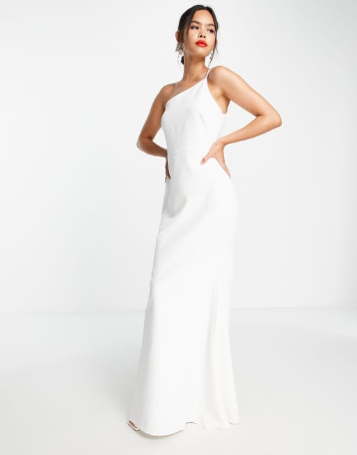 Pretty Lavish Robe De Mariée Longue Asymétrique En Crêpe Ivoire Asos