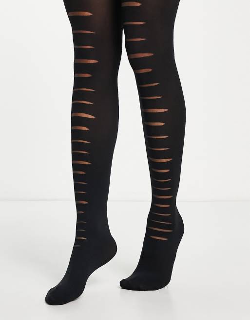 Pretty Polly slash effect tights in black | ASOS