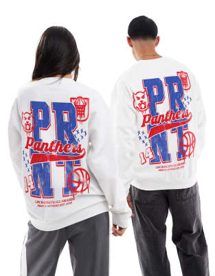 PRNT Prnt panthers white front and back print classic sweatshirt in ...