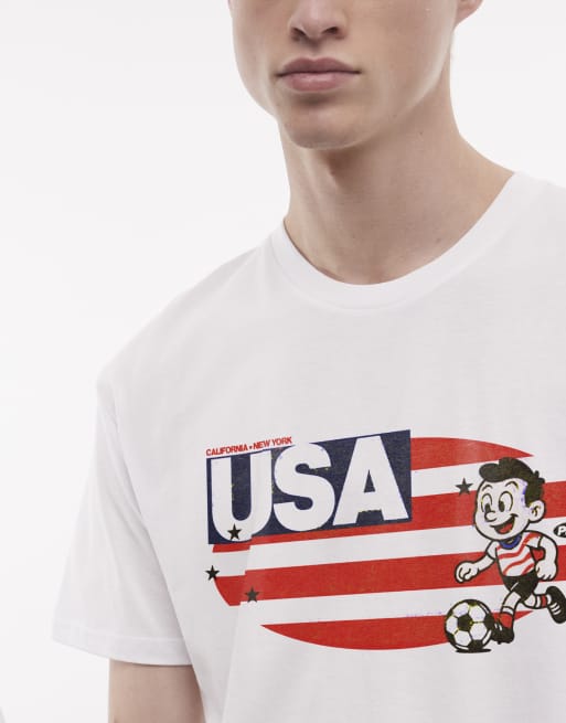 PRNT Usa football mascot graphic relaxed fit t-shirt in white | ASOS