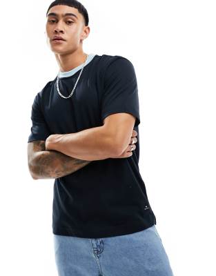 PS Paul Smith label logo contrast neck t-shirt in navy | ASOS