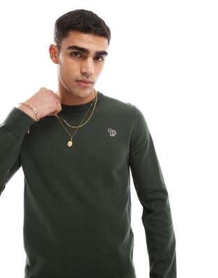 PS Paul Smith - Pull avec écusson logo zèbre en maille de coton - Vert | ASOS