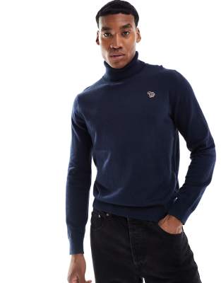 PS Paul Smith - Pull col roulé à logo zèbre - Bleu marine | ASOS