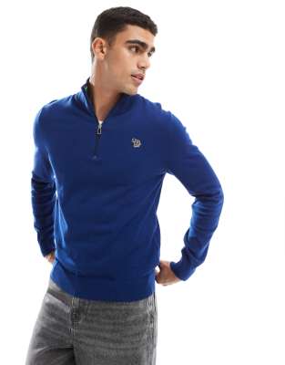 PS Paul Smith - Pull en maille à demi-fermeture éclair et logo zèbre - Bleu marine | ASOS
