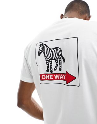 PS Paul Smith zebra one way back print T-shirt in white | ASOS