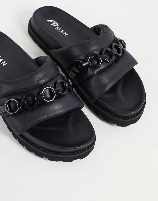 Public desire abel padded nylon chain sliders in black | ASOS