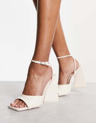 Public Desire Eagle triangle heel sandals in ecru | ASOS