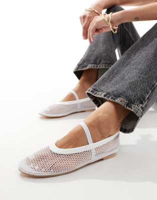 Public Desire River mesh ballet flats in white | ASOS