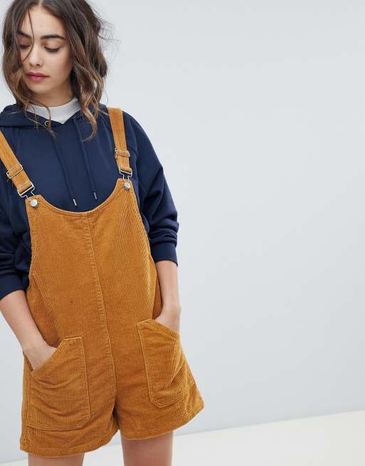 ASOS Denim Jumpsuit With Side Buttons In Mustard In Yellow Lyst ...