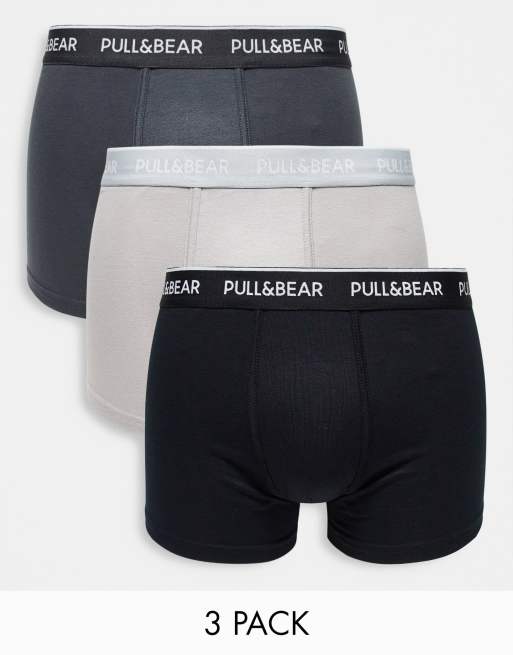 Pull&Bear 3 pack boxers in grey and black | ASOS
