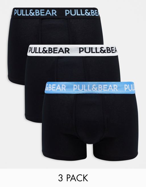 Pull&Bear 3 pack boxers with white/blue waistbands | ASOS