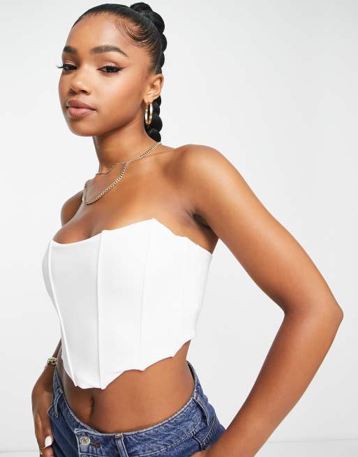 Pull&Bear bandeau corset in white | ASOS