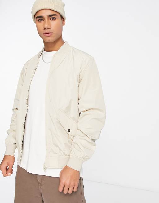 Pull&Bear bomber jacket in beige | ASOS