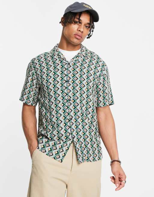Pull&Bear - Camicia verde con stampa geometrica | ASOS