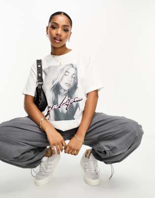 Pull&Bear Dua Lipa graphic tee in white | ASOS