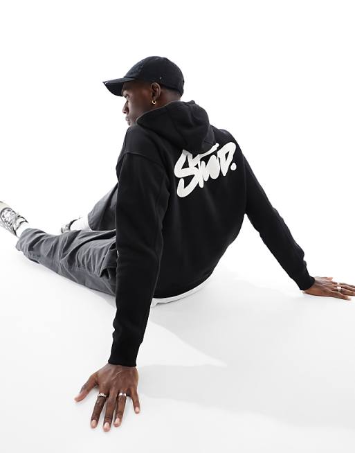 Pull&Bear - Felpa con cappuccio nera con stampa Pull&Bear - Felpa con cappuccio nera con stampa
