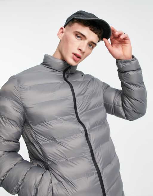 Pull&Bear light weight puffer jacket in grey | ASOS