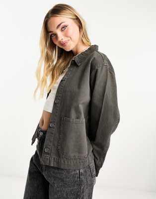 Pull&Bear oversized utility jacket in washed grey (part of a set) | ASOS