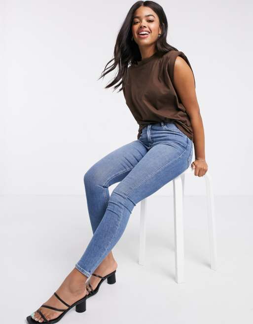Pull&Bear padded shoulder sleeveless top in brown | ASOS