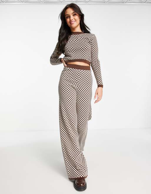 Pull&Bear - Pantalon d'ensemble en maille jacquard - Marron | ASOS