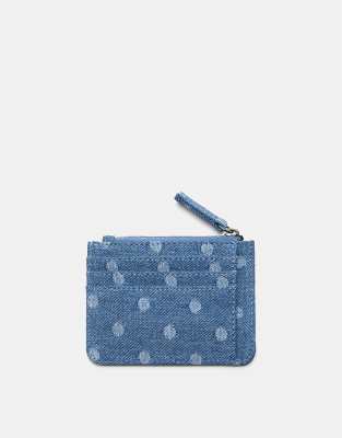 Pull&Bear Polka dot denim card holder in sand | ASOS