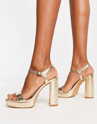Pull&Bear - Sandales à plateforme et à talon haut - Doré métallisé | ASOS
