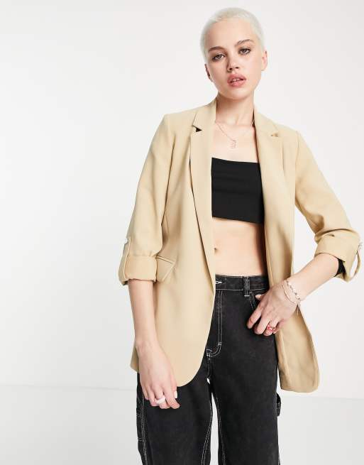 Pull&Bear – Schmal geschnittener Blazer in Stein | ASOS