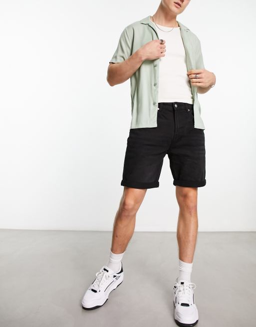 Pull&Bear - Short slim en jean - Noir | ASOS