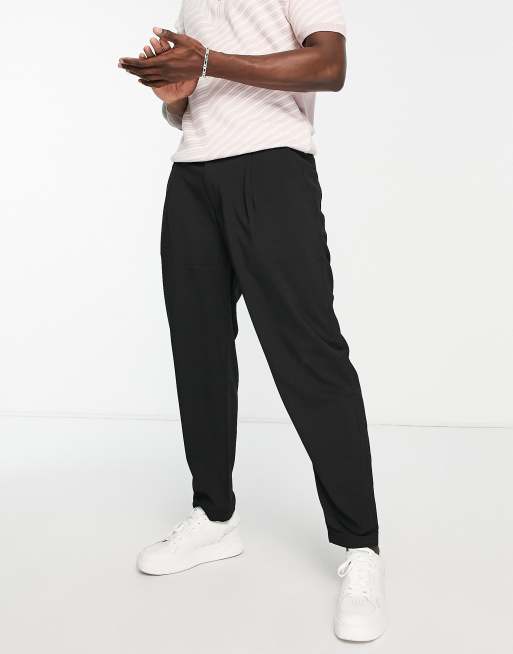 Pull&Bear smart balloon fit pants in black | ASOS