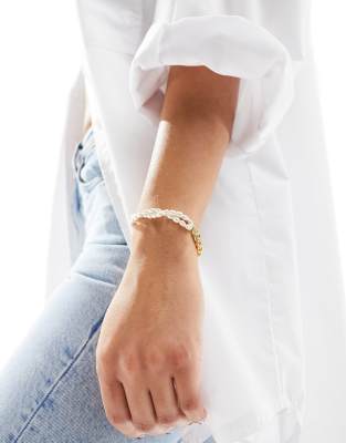 Pulsera dorada con perlas sintéticas de & Other Stories | ASOS