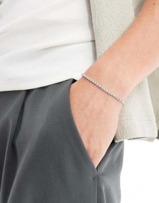 Pulsera plateada de tenis de acero inoxidable de ASOS DESIGN | ASOS