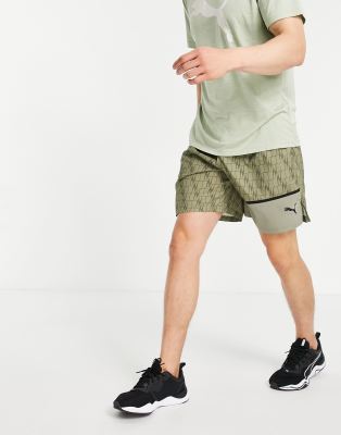Puma AOP shorts in green | ASOS