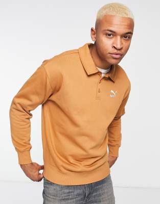 Puma classics polo sweat in tan-Brown | The Hoxton Trend