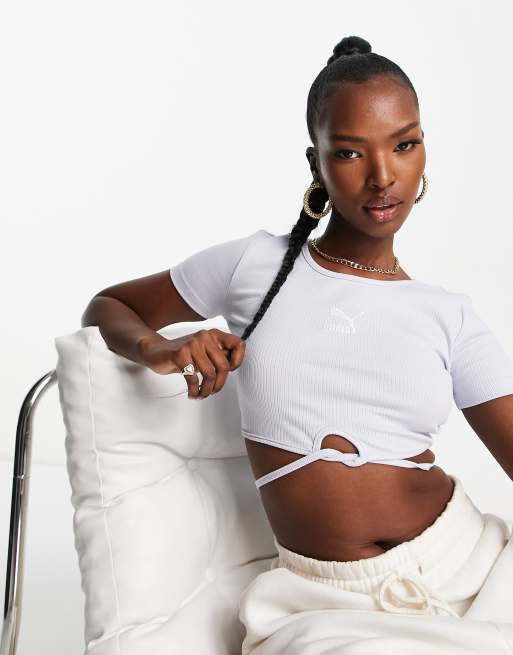 PUMA Classics ribbed t-shirt in light blue | ASOS