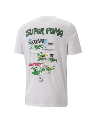 PUMA Classics 'Super PUMA' graphic back-print T-shirt in white | ASOS