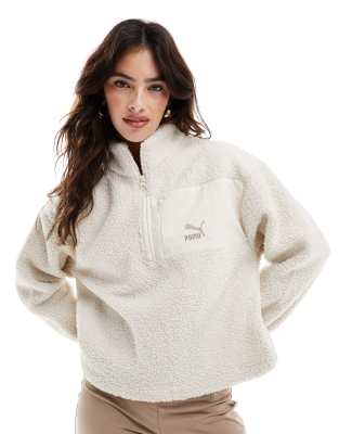 Puma Classics winterized half-zip top in alpine snow | ASOS