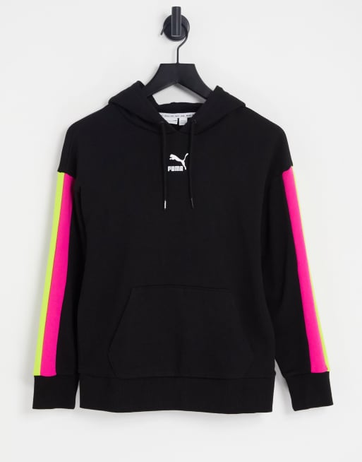 Puma Clsx color block hoodie in black | ASOS