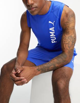 Puma Fit Ultrabreathe muscle tank top in blue | ASOS