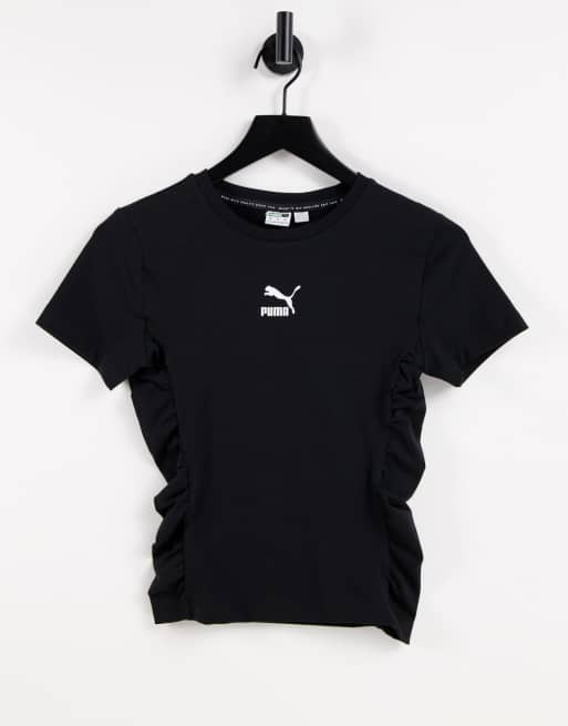 Puma fitted crop top with mesh details in black | ASOS
