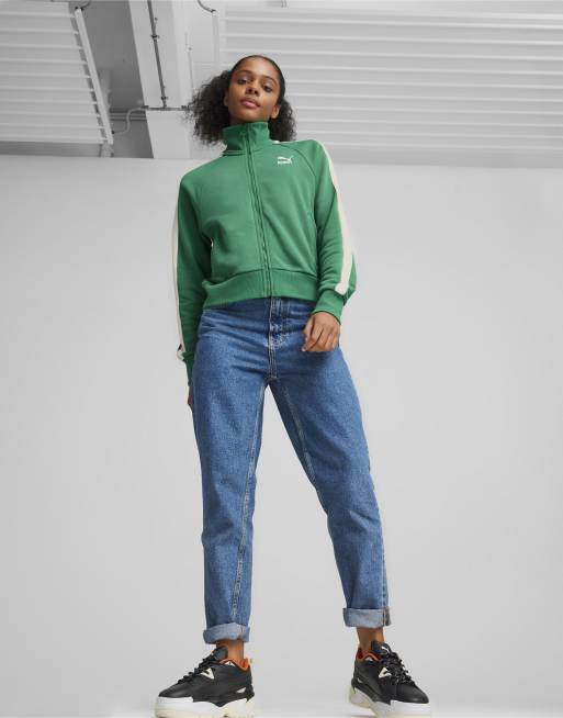 Puma Iconic t7 track jacket in green | ASOS