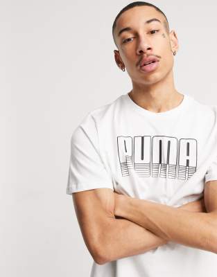 Puma large chest script logo t-shirt in white | ASOS