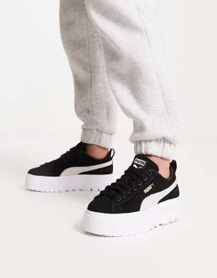 Puma Mayze platform sneakers in black and white | ASOS