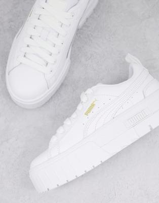 PUMA Mayze platform sneakers in white and beige | ASOS