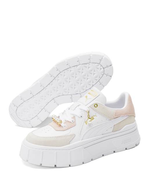 Puma Mayze stack nu sneakers in beige | ASOS