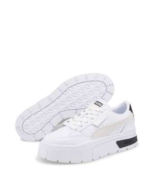 PUMA Mayze stack sneakers in white/black/gray | ASOS