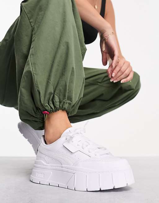 Puma Mayze Stack trainers in white & grey | ASOS Puma Mayze Stack trainers in white & grey | ASOS