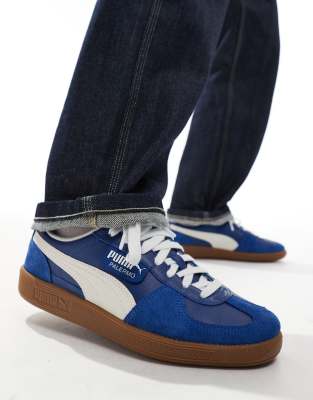 Puma Palermo Sneaker With Rubber Sole In Blue And White | ModeSens
