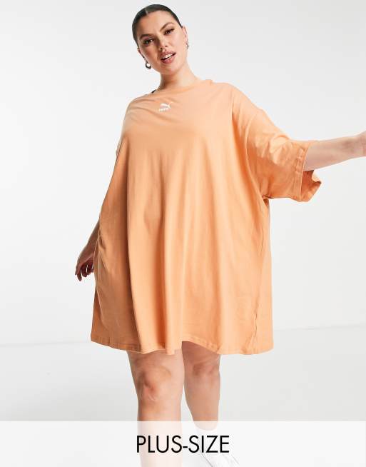 Puma Plus Essentials T Shirt Kleid In Gelbbraun Asos