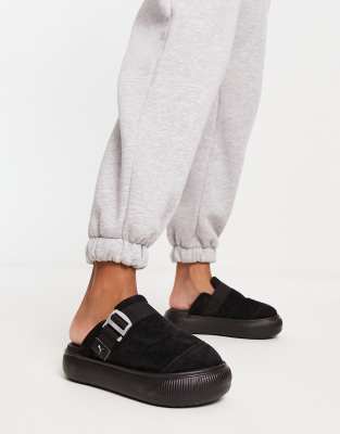 PUMA Suede Maya mule sandals in black | ASOS
