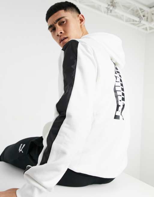 Puma T7 sport hooded sweatshirt in white | ASOS